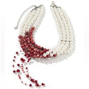 Jewelry | Vampire Bite Elegant Blood Droplets Pearl Collar Dripping Red ...